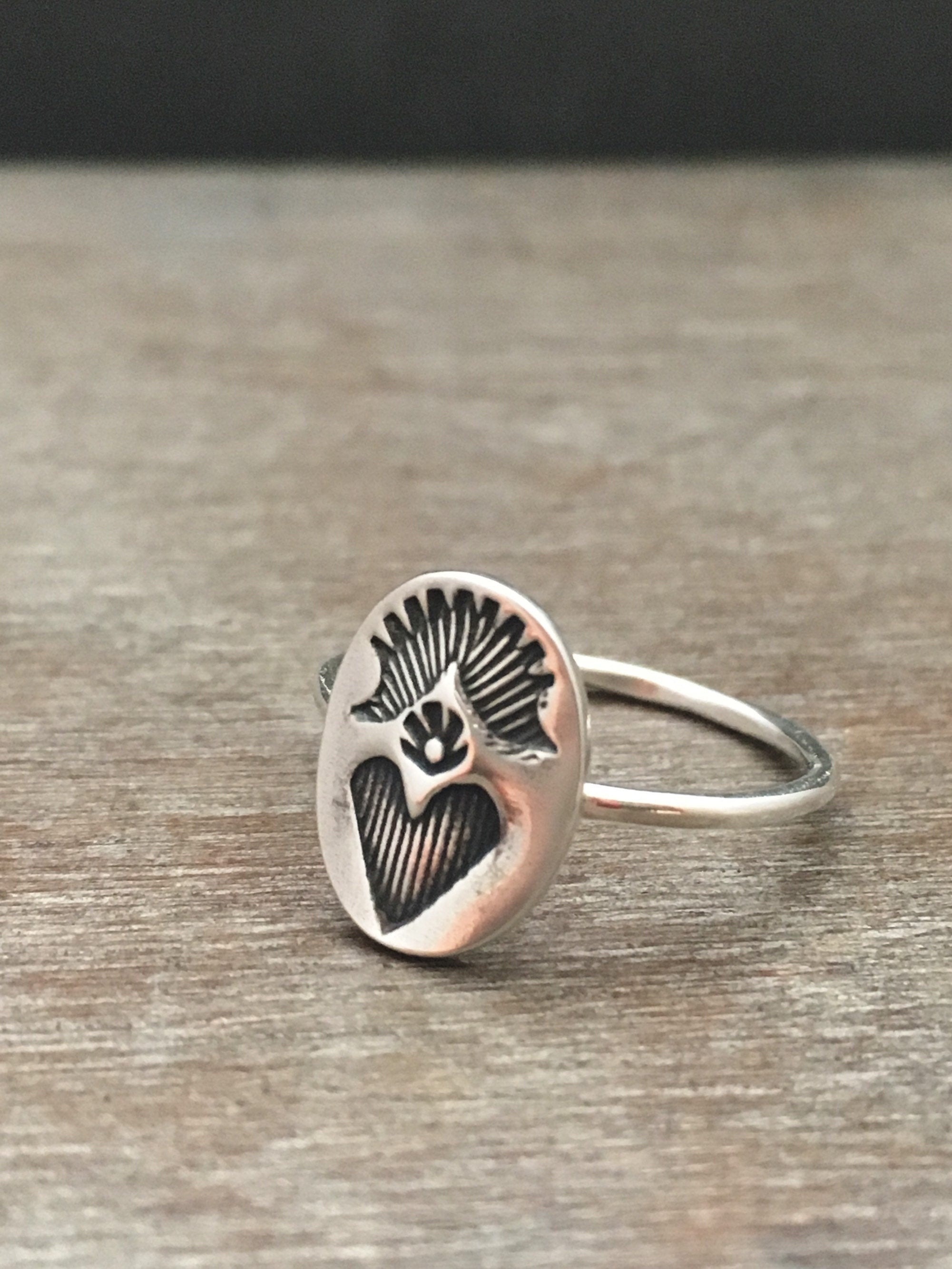 Delicate Sacred Heart Ring 9 3 4